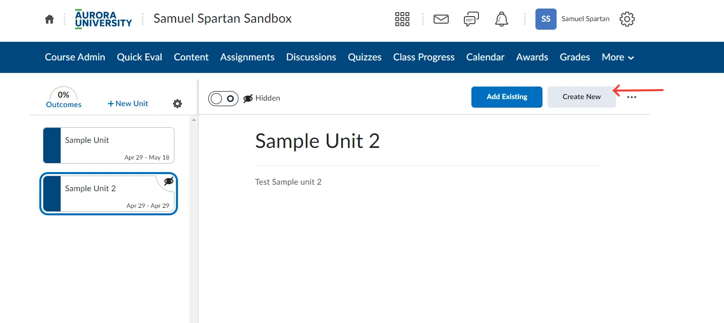 Add a new activity to Brightspace – Aurora University