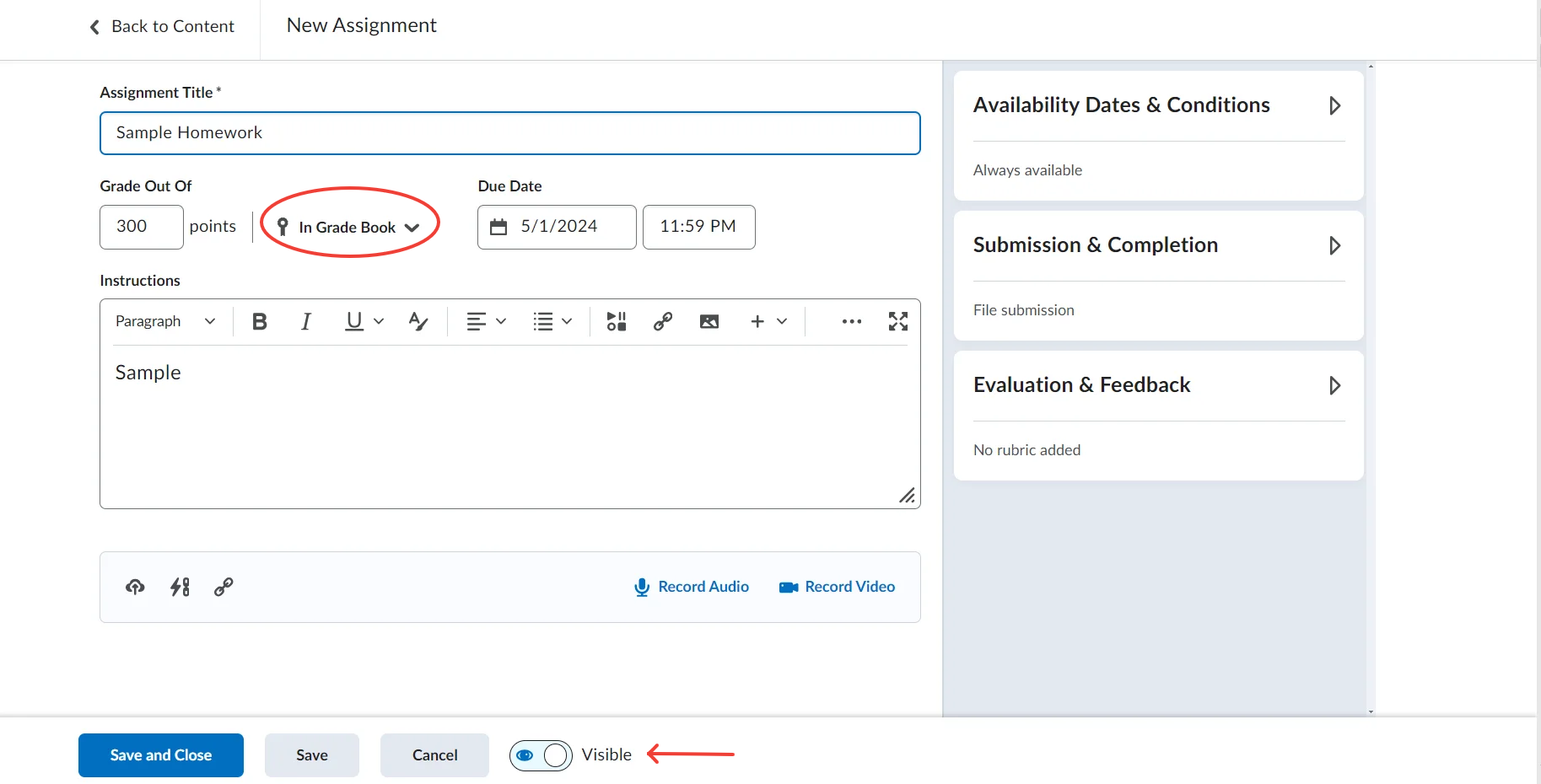 Add a new activity to Brightspace – Aurora University