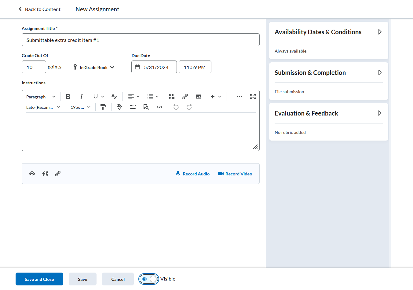 Add Extra Credit to a Brightspace Course – Aurora University