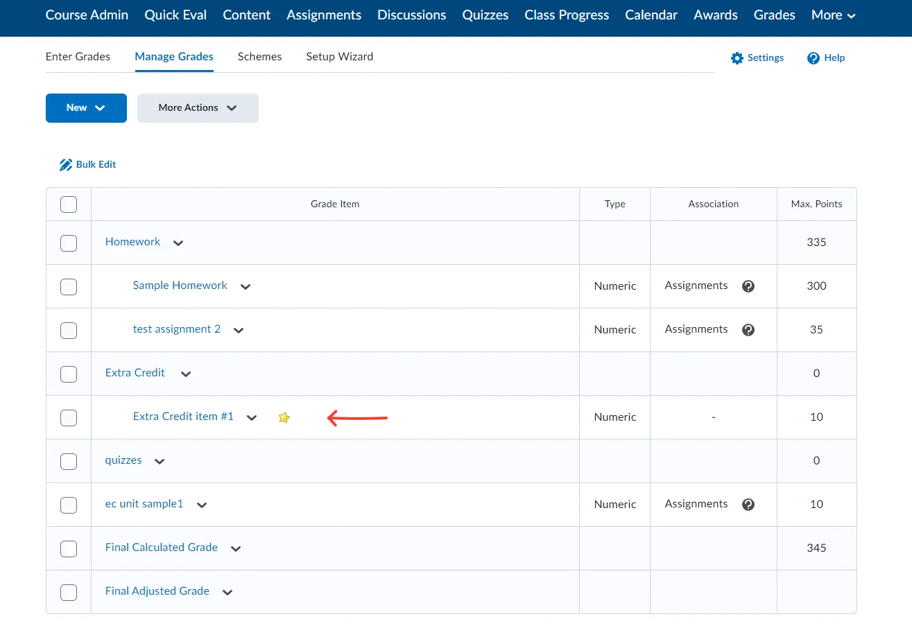 Add Extra Credit to a Brightspace Course – Aurora University