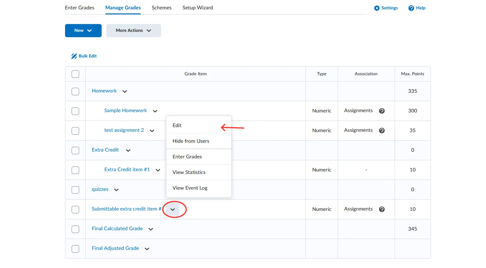 Add Extra Credit to a Brightspace Course – Aurora University