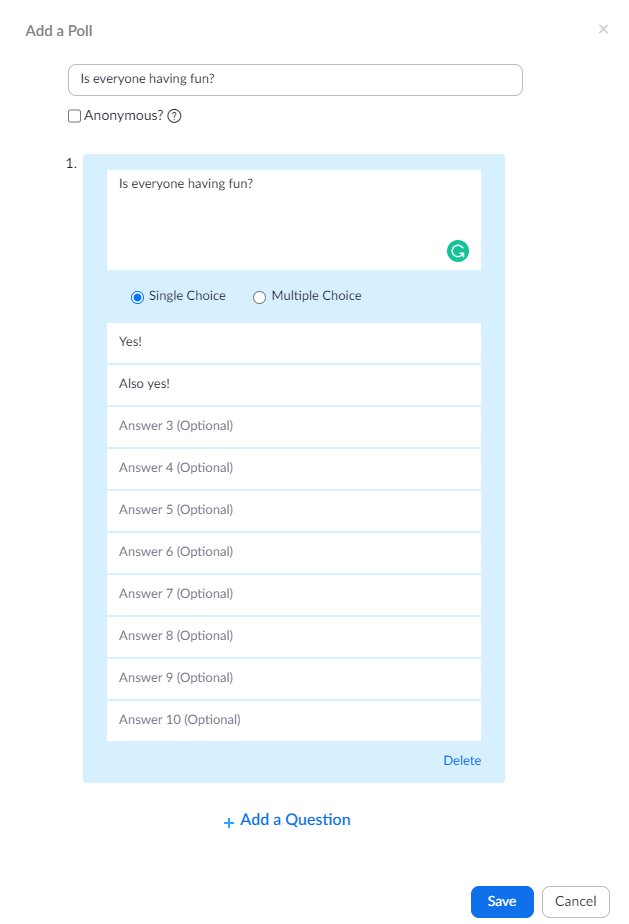 Using Zoom Polls – Aurora University